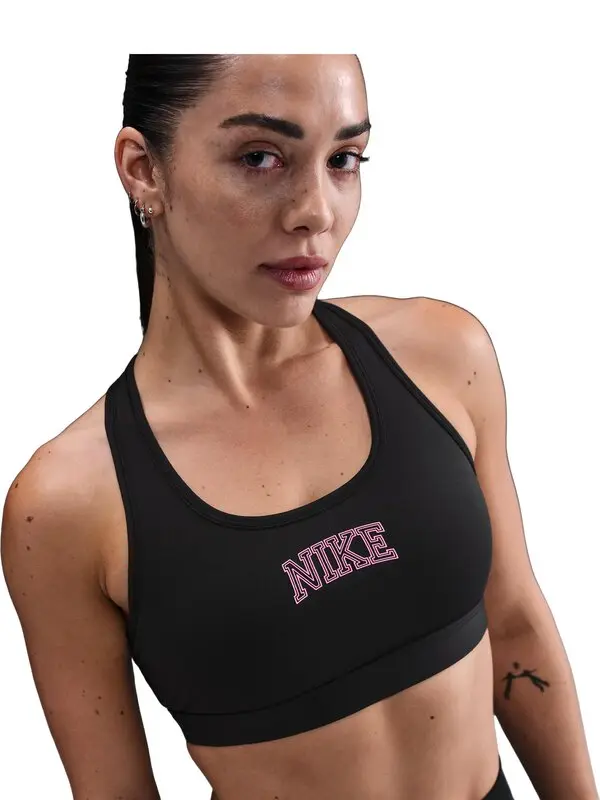 Nike Swoosh Medium Support Padded Sports Bra - Black