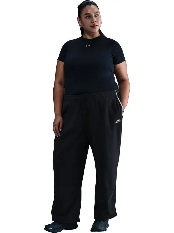 Nike Sportswear Club Fleece Mid-rise Wide Leg Pants - Black