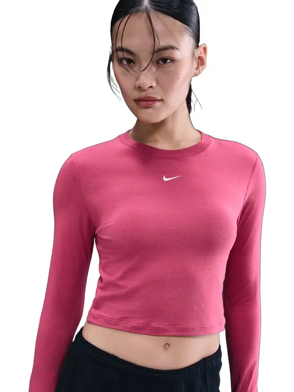 Nike Sportswear Chill Knit Slim Long-sleeve Cropped Top - Purple