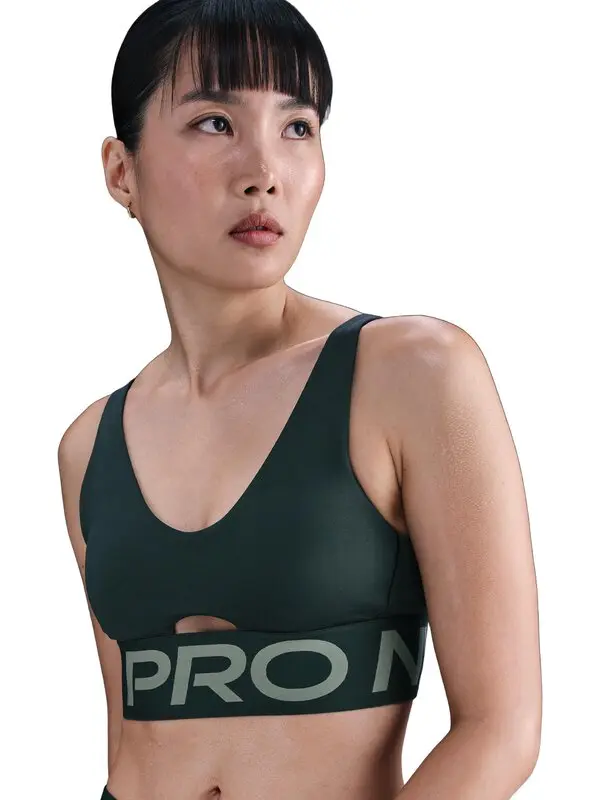 Nike Pro Indy Plunge Medium-support Padded Sports Bra - Green