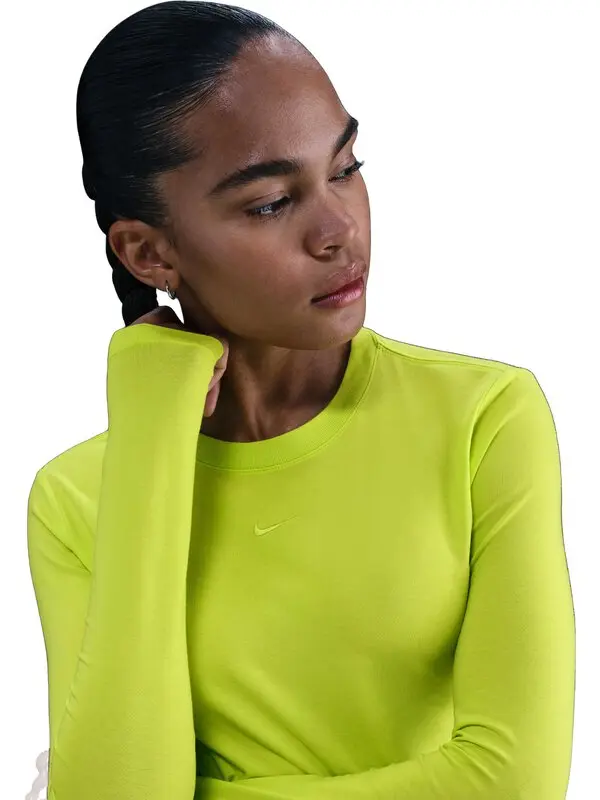 Nike Sportswear Chill Knit Slim Long-sleeve Cropped Top - Green