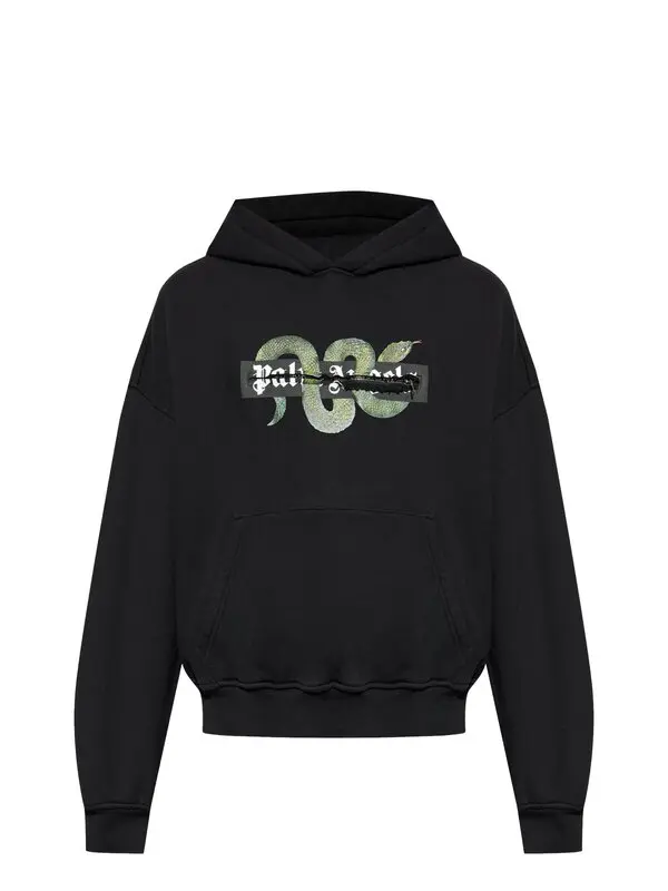 Palm Angels Graphic Print Relaxed-fit Hoodie - Black