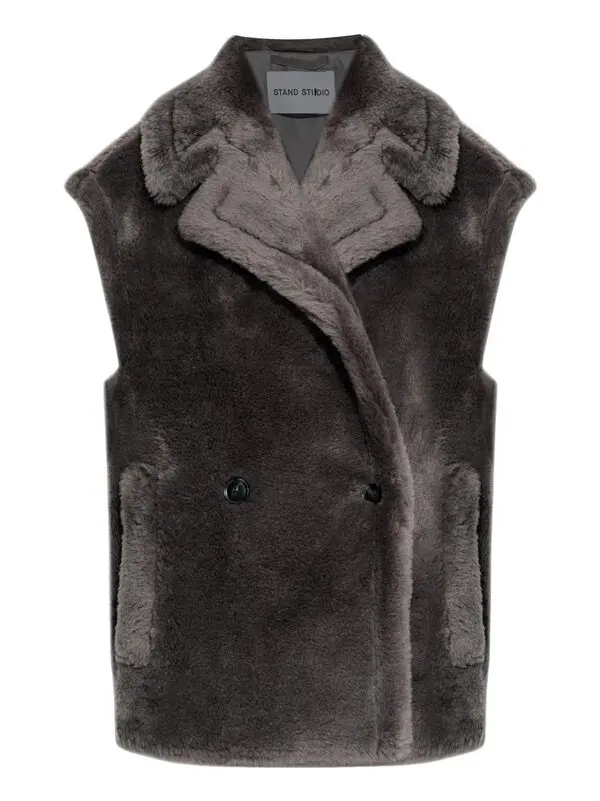 STAND STUDIO Carly Faux Fur Vest - Grey