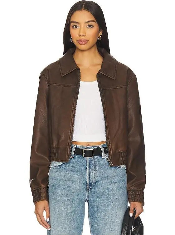 UNREAL FUR Game Changer Faux Leather Jacket - Chocolate