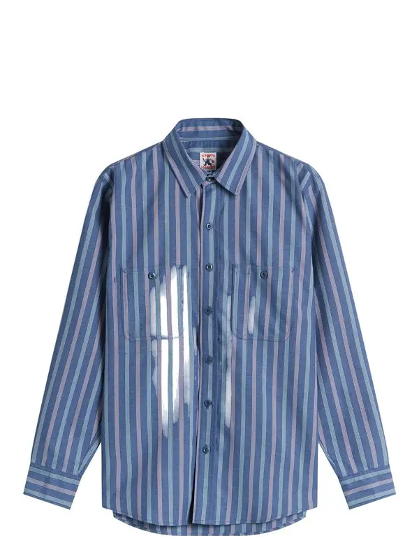 RANDY'S GARMENTS Randy’s Garments 3 Pocket Work Shirt - Blue Stripe Jacquard