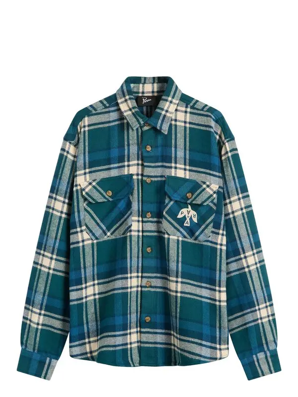 PARRA Crow Flannel Shirt - Pine Green