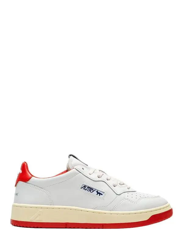 AUTRY Medalist Leather Low Maison Kitsunéin Sneakers - White/red