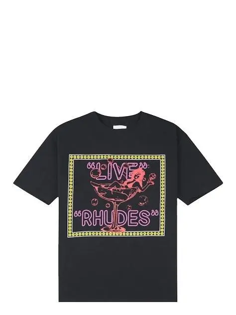 Rhude Live Tee Vintage T-shirt - Black