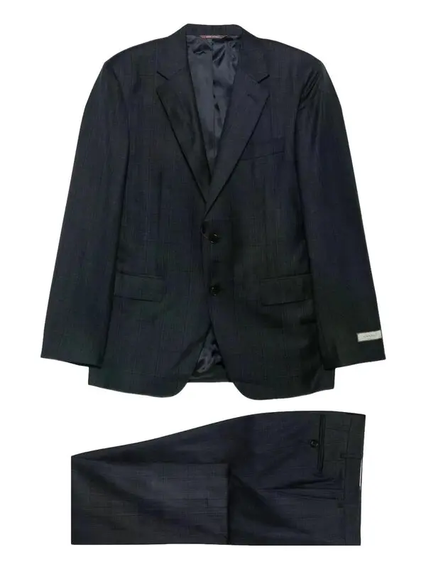 Canali Plaid Wool Suit - Black