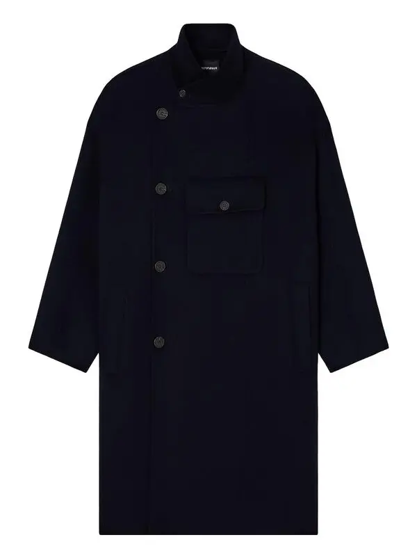 Emporio Armani Coat With Buttoned Details - Blue