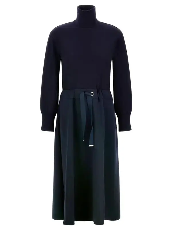 Herno Drawstring-waist Turtleneck Midi Dress - Blue