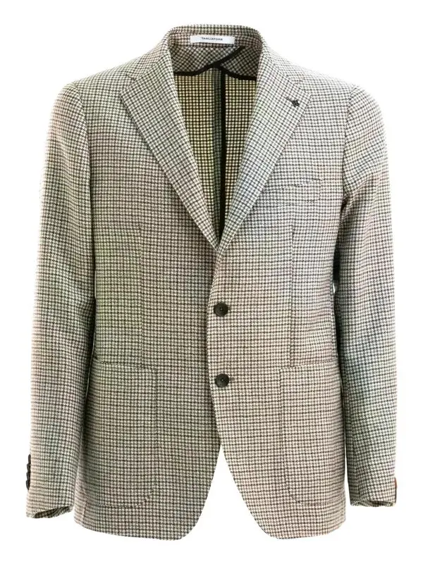 Tagliatore Houndstooth Button Jacket - Brown