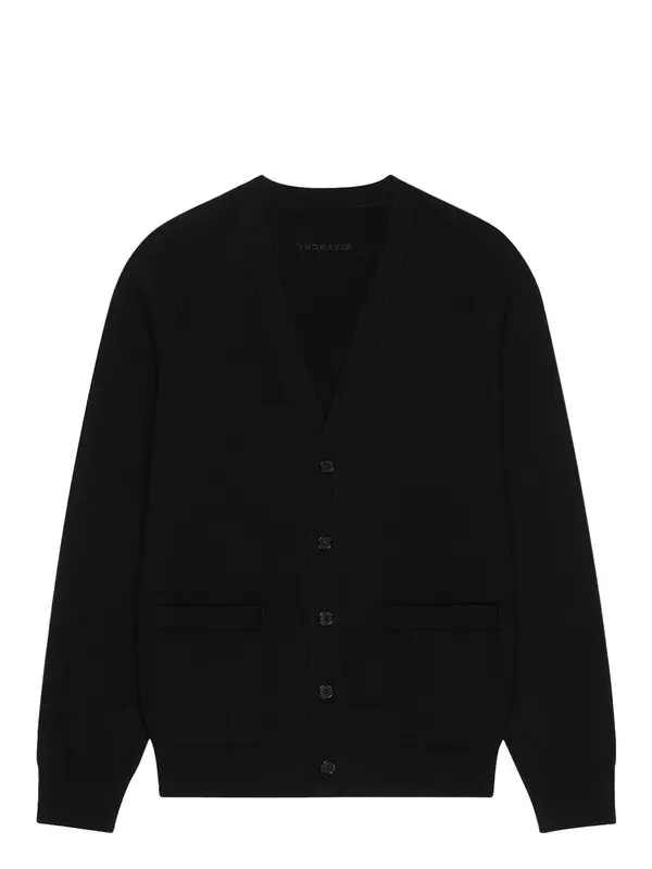 Givenchy Cashmere Tonal Logo V-neck Cardigan - Black