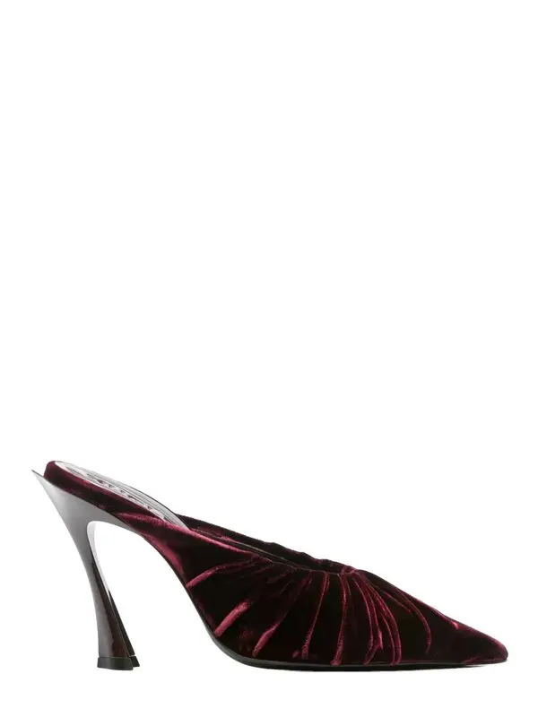 MUGLER 95mm Ruched Heeled Mules - Red
