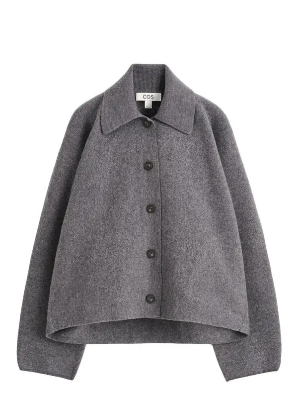 Cos Sculpted Merino Wool Short Jacket - Gray