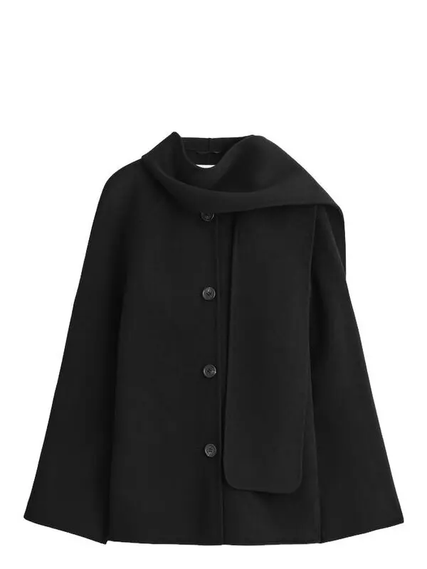 Cos Double-faced Wool Scarf Jacket - Black