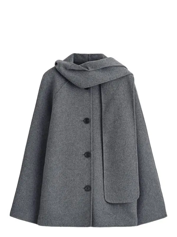 Cos Double-faced Wool Scarf Jacket - Gray