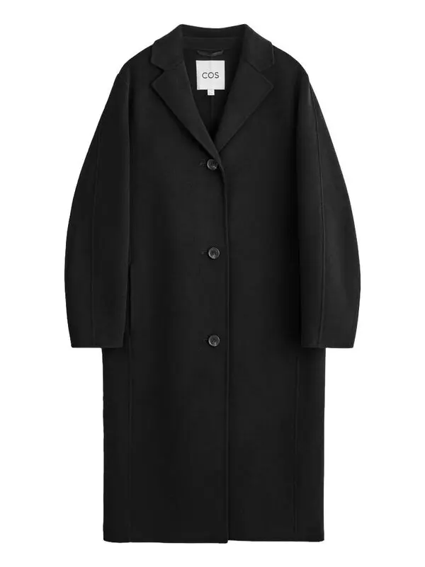 Cos Double-faced Wool Long Coat - Black