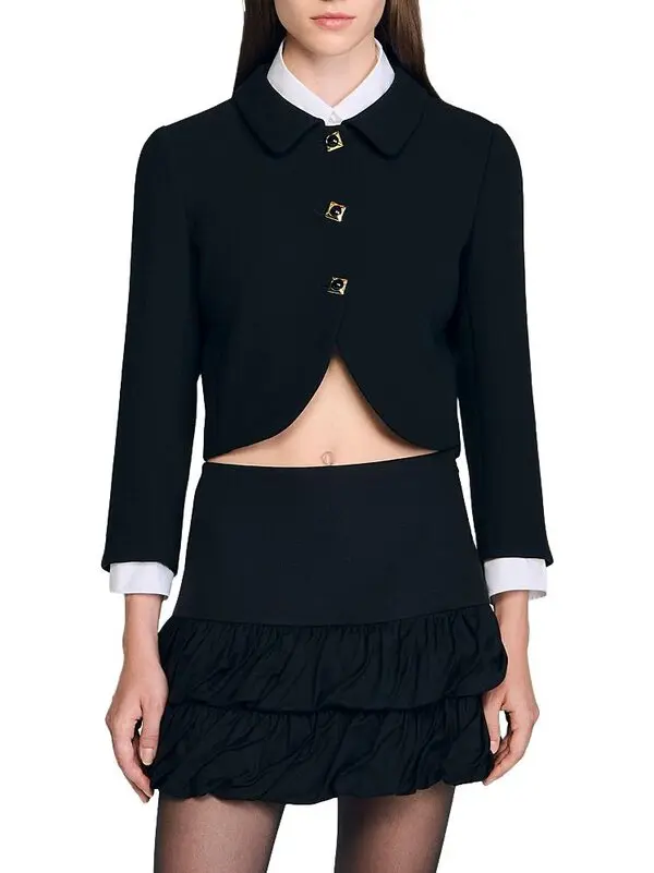 Sandro Cropped Jacket - Black