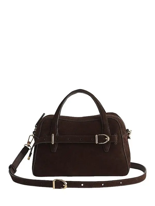 Madewell Belted Suede Satchel - Dark Carob