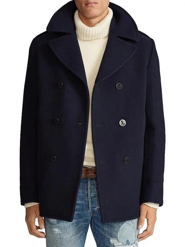 Polo Ralph Lauren Melton Wool-blend Pea Coat - Navy