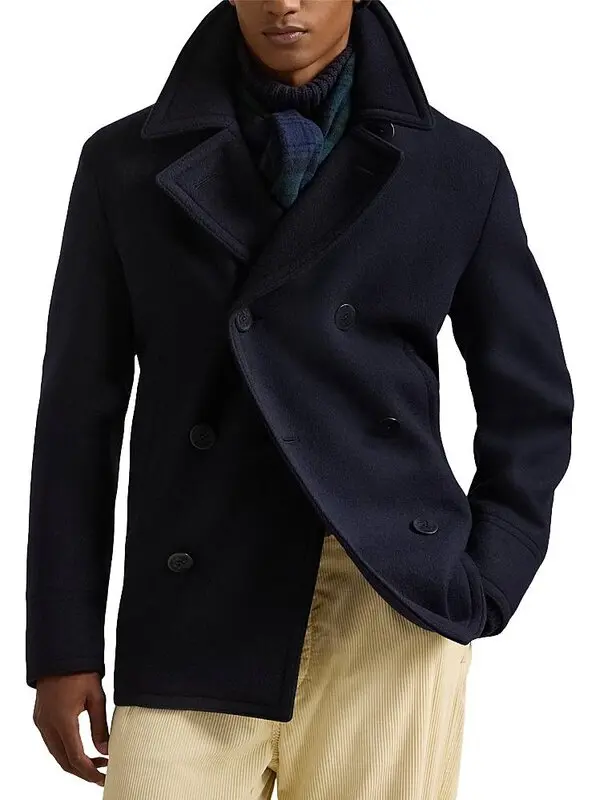 Polo Ralph Lauren Melton Wool-blend Pea Coat - Navy