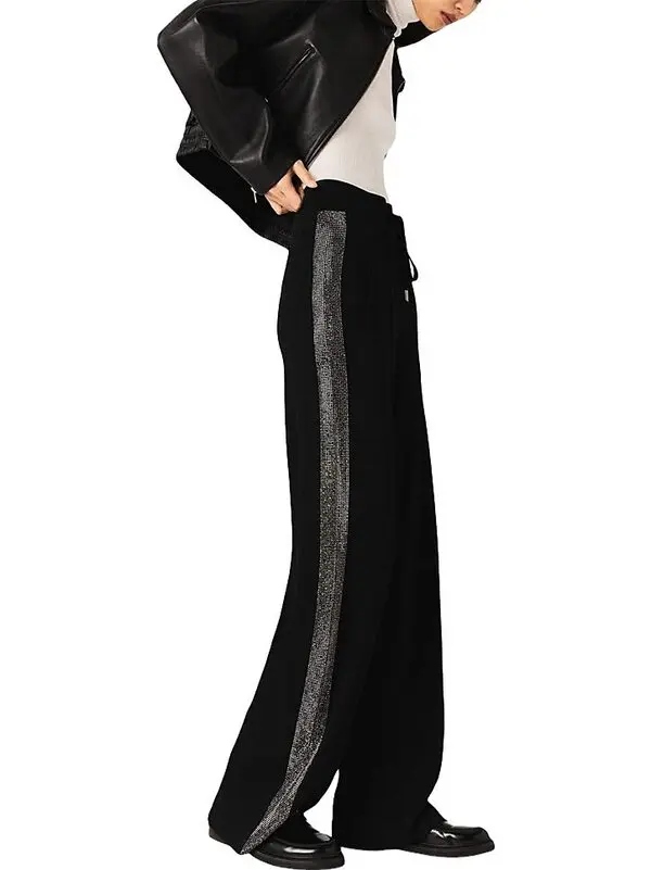Maje Trousers With Rhinestone Band - Black