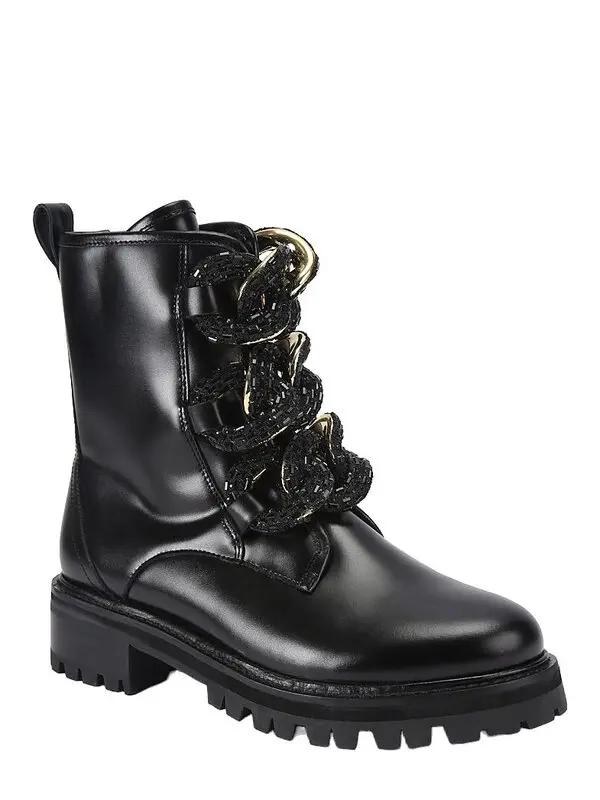 Kurt Geiger Crystal Chain Combat Boots - Black