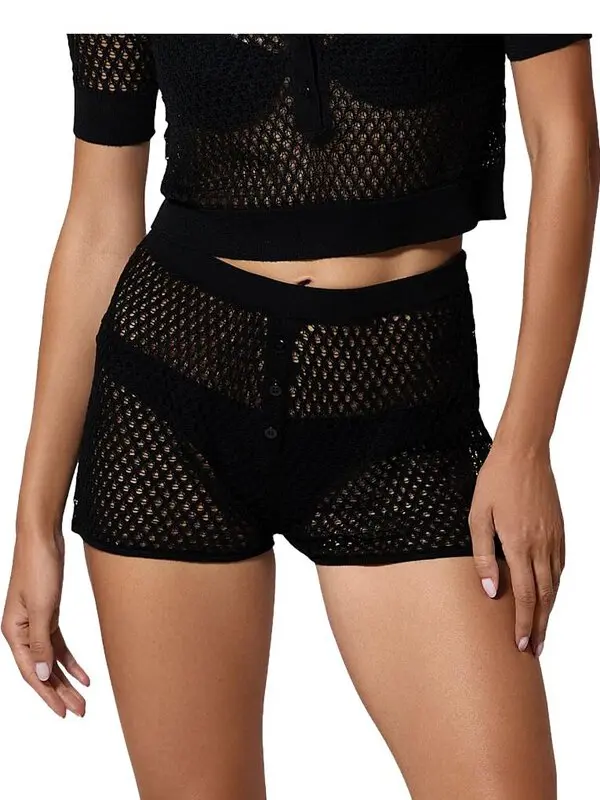 Kiki De Montparnasse Silk Crochet Short - Black