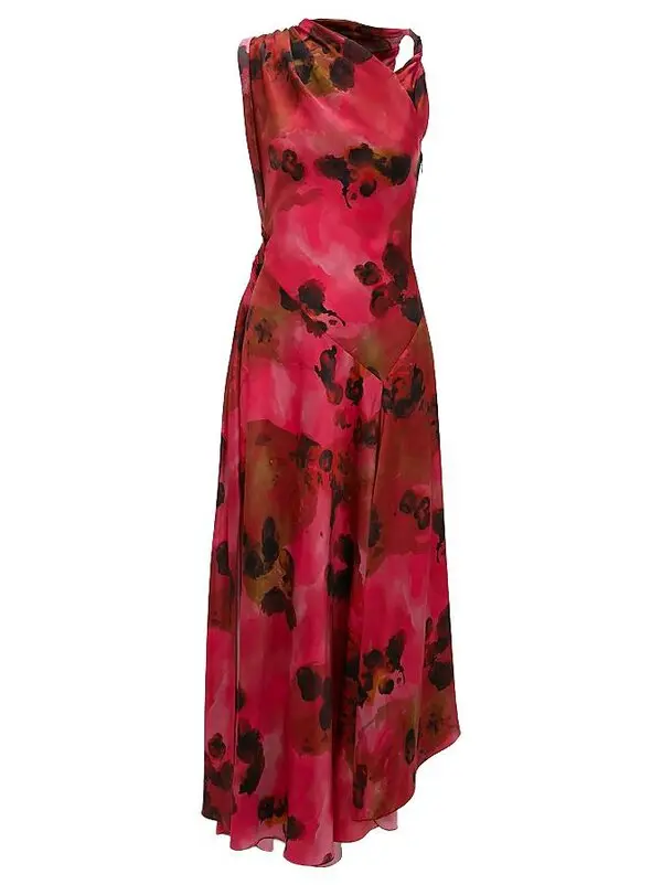 Victoria Beckham Sleeveless Draped Midi Dress - Raspberry