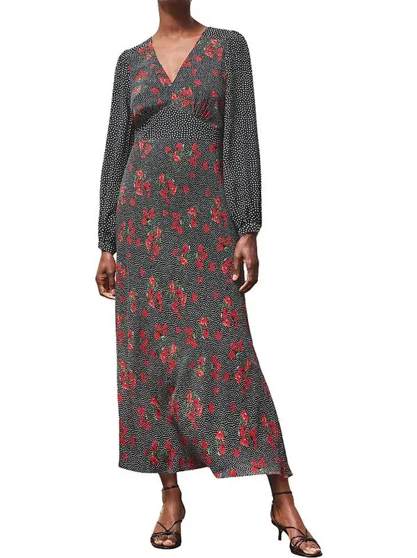 RO & ZO Floral And Spot Mix Dress - Red