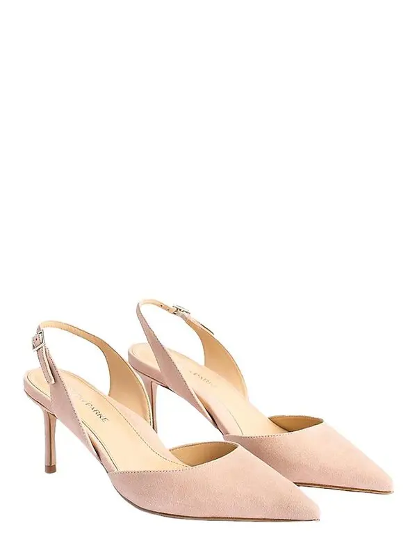 Marion Parke Classic Suede 70 Slingback Pumps - Powder
