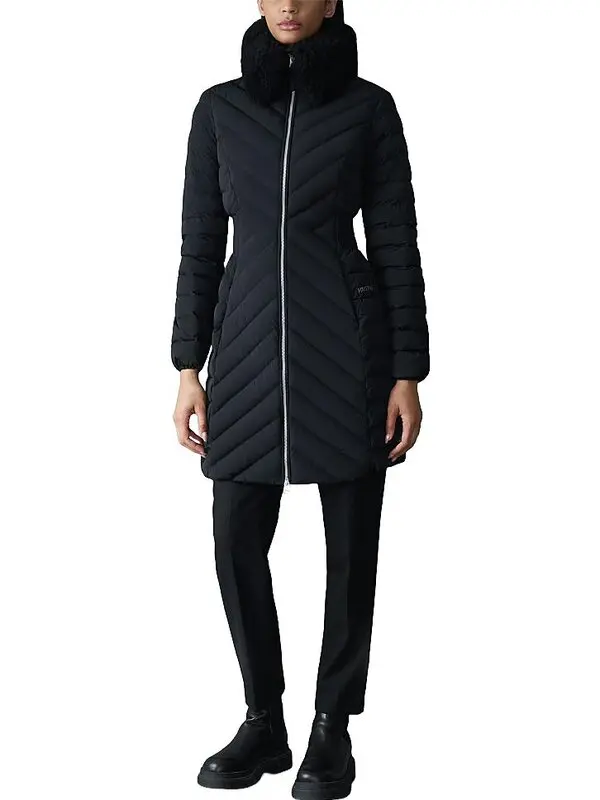 Mackage Shearling Collar Puffer Down Coat - Black