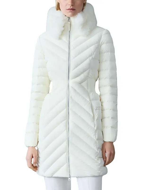 Mackage Shearling Collar Puffer Down Coat - Cream