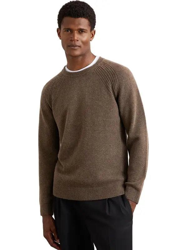 REISS Foulton Wool-cashmere Reverse-seam Jumper - Pecan Brown