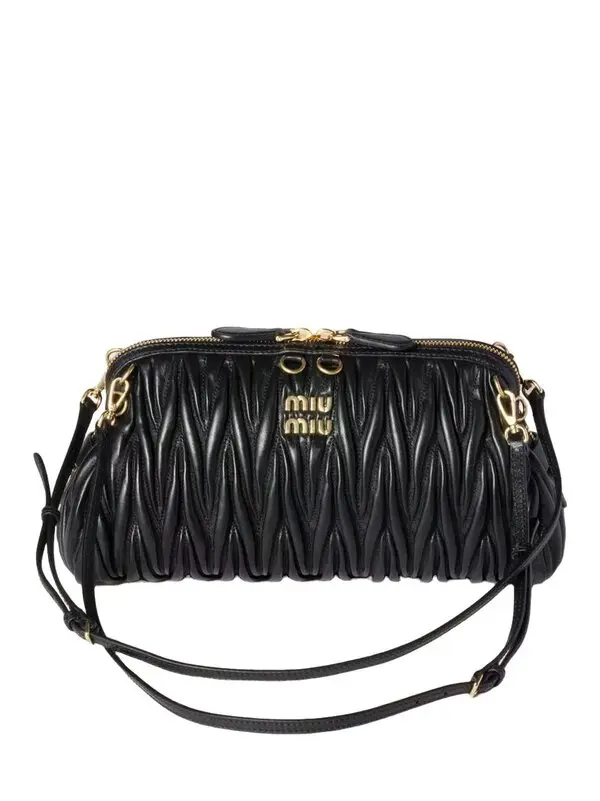Miu Miu Caprice Matelassé Leather Clutch Bag - Black
