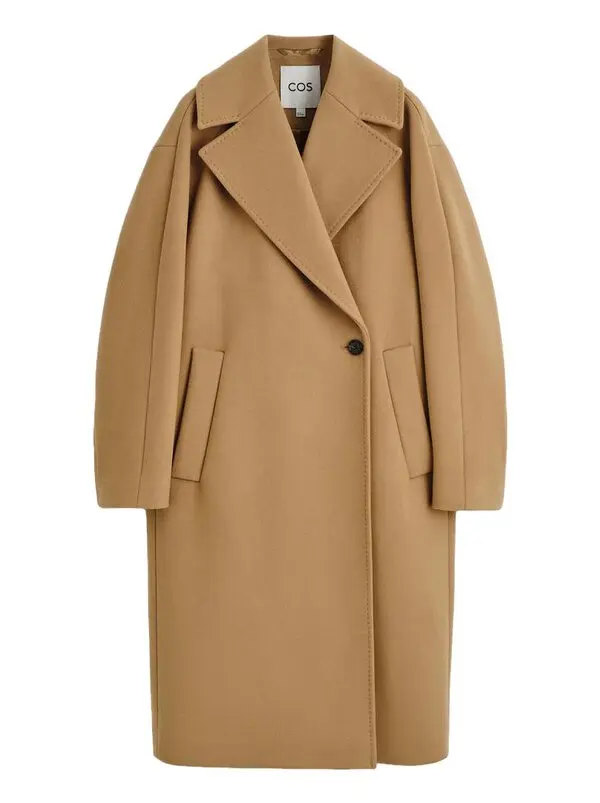 Cos Oversized Double-breasted Long Coat - Beige
