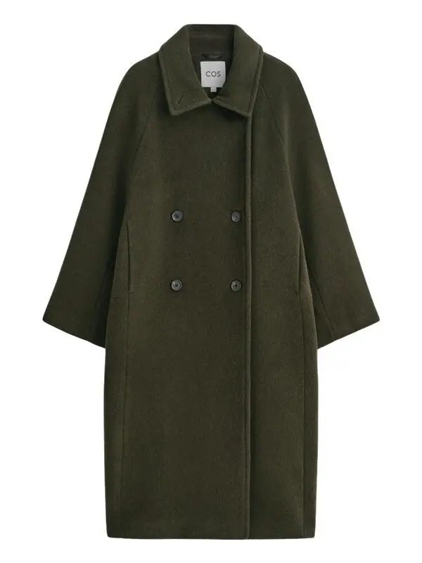 Cos Oversized Double-breasted Long Coat - Green