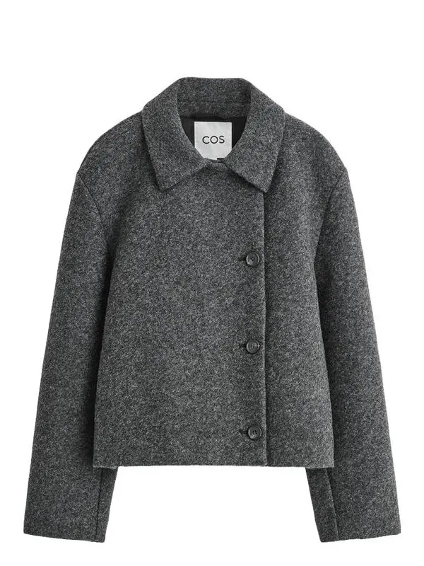 Cos Boiled Wool-blend Short Jacket - Gray