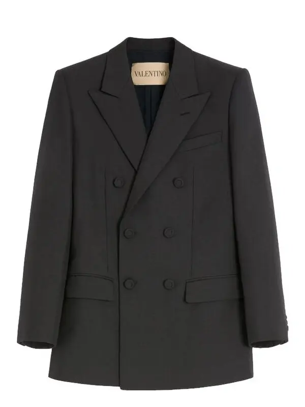 Valentino Garavani Double-breasted Wool Gabardine Jacket - Black