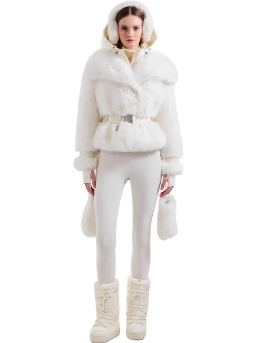 Rudsak Faux Fur Jacket With Removable Belt - Natural