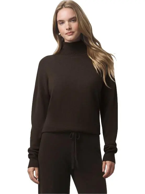 Splendid Tori Cashmere Turtleneck Sweater - Chocolate