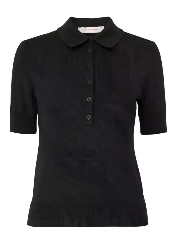 Carolina Herrera Short Sleeve Polo Shirt - Black