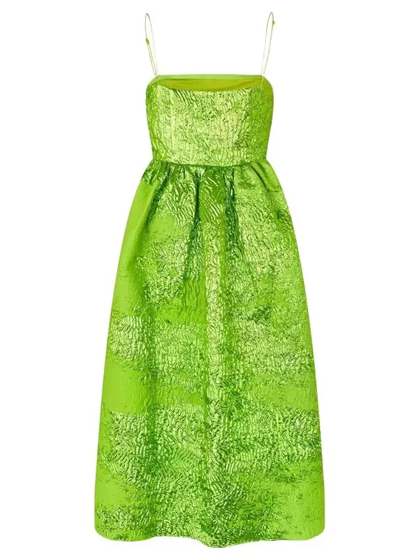 Stine Goya Jacquard Volume Midi Dress - Green
