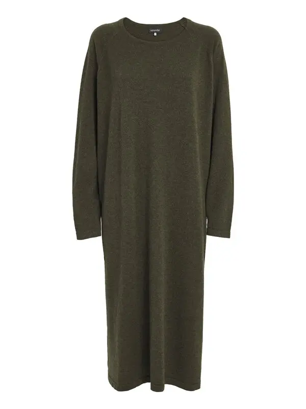 Eskandar Cashmere A-line Midi Sweater Dress - Green