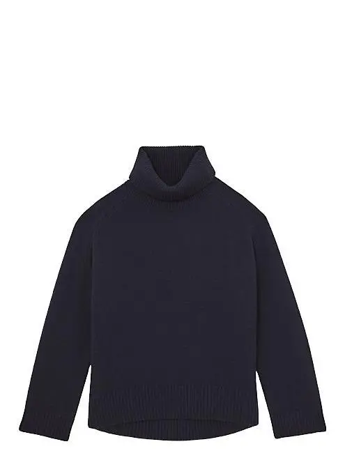 REISS Brooklyn Roll-neck Wool And Cashmere-blend Jumper - Navy