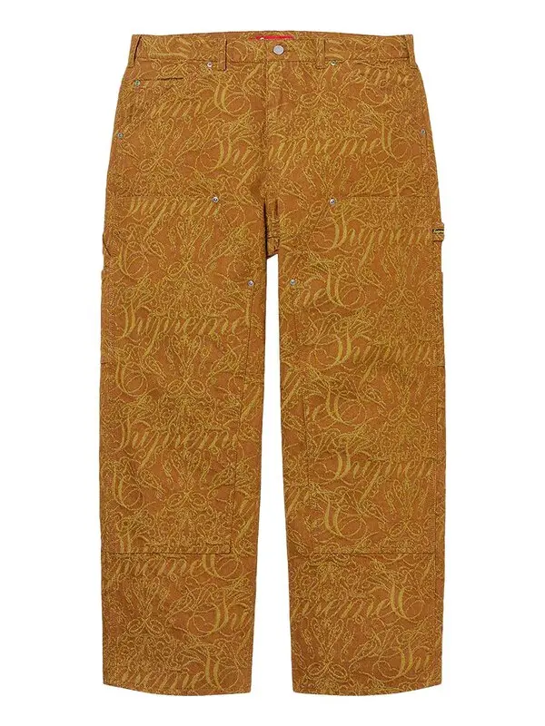 Supreme Script Jacquard Double Knee Denim Painter Pant - Brown