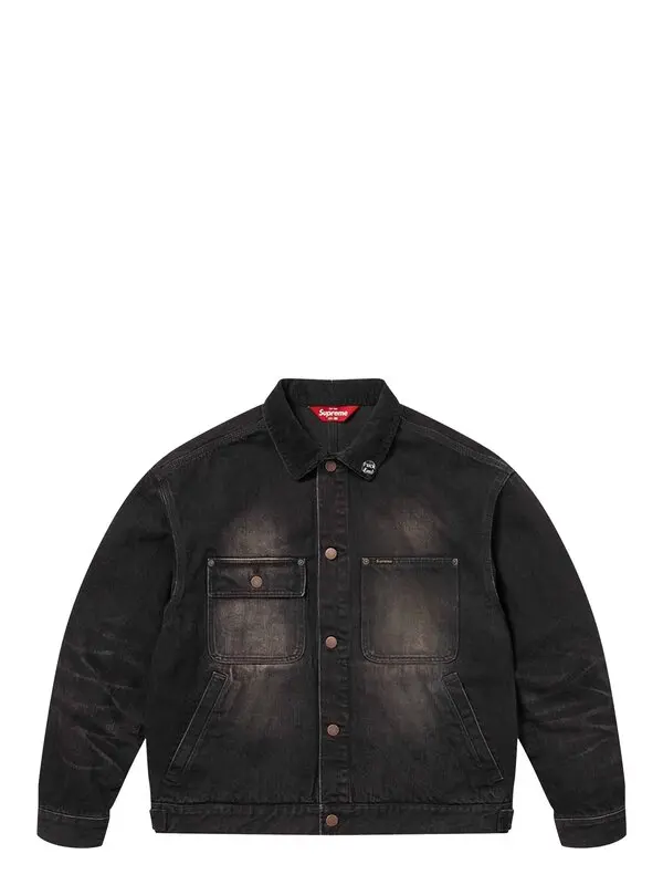 Supreme Distressed Selvedge Trucker Jacket - Black