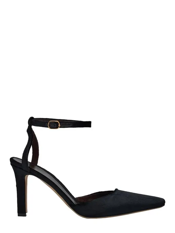 THE ROW Carla Velvet Ankle-strap Pumps - Black