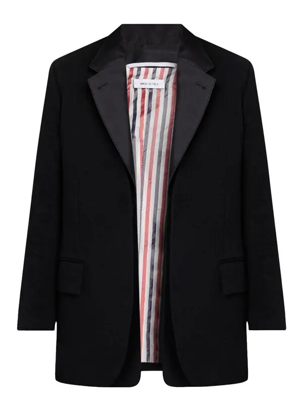 Thom Browne Cashmere-wool Sportcoat With Silk Trim - Black